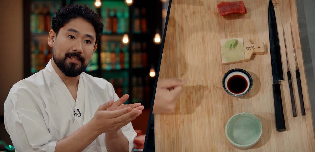 De chefs worden verrast door chef Yoshi Mizuno van restaurant Sakas ...